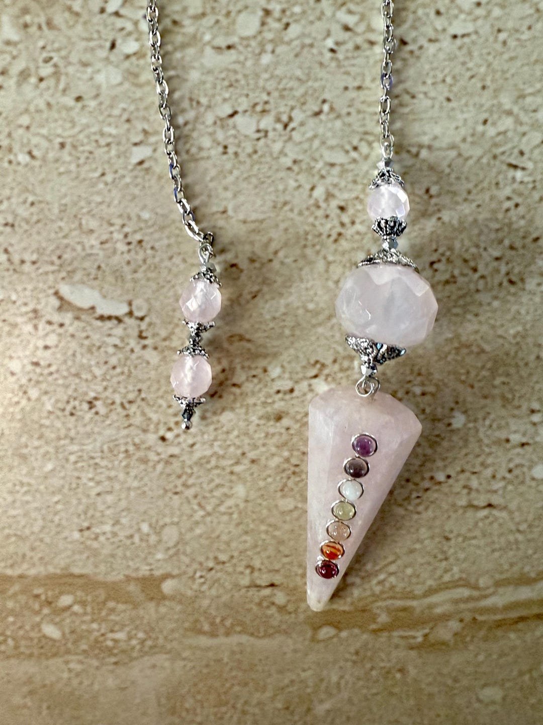 Pendulum Rose Quartz Pendulum Dowsing Crown Chakra Stone Pendulum Rose ...