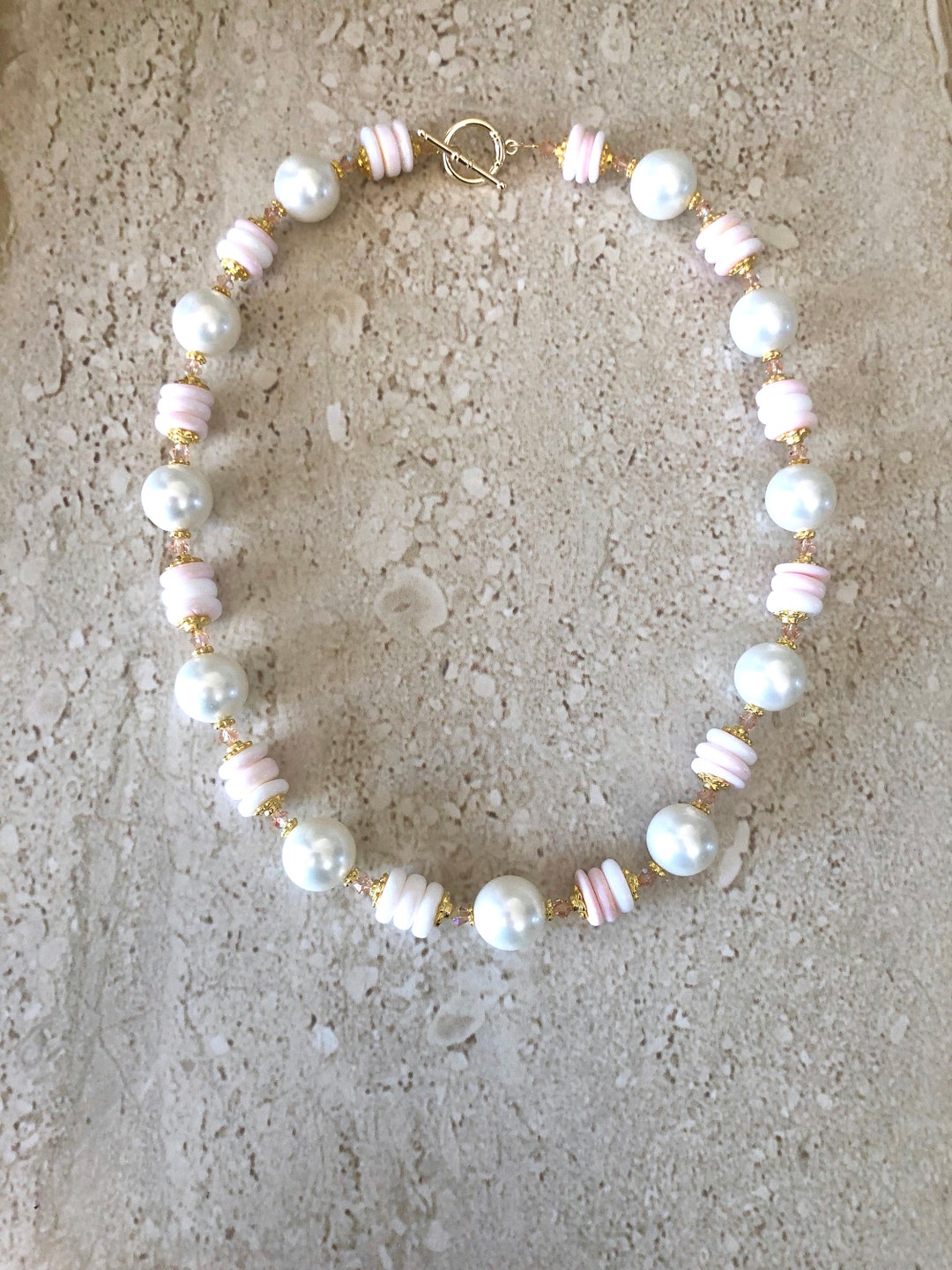 Queen Conch Necklace Pink Queen Conch Necklace Shell Pearl and Crystal ...