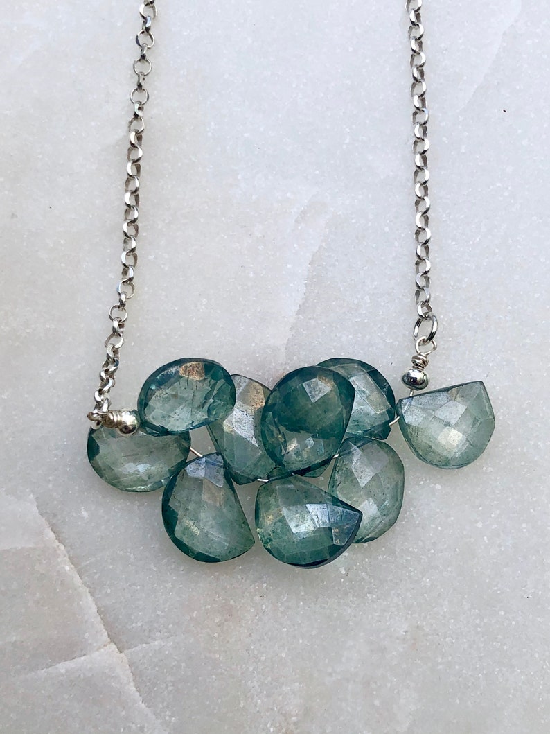 Aqua Topaz Bar Necklace Aqua Topaz Pendant Dainty Pendant Mystic Aqua ...