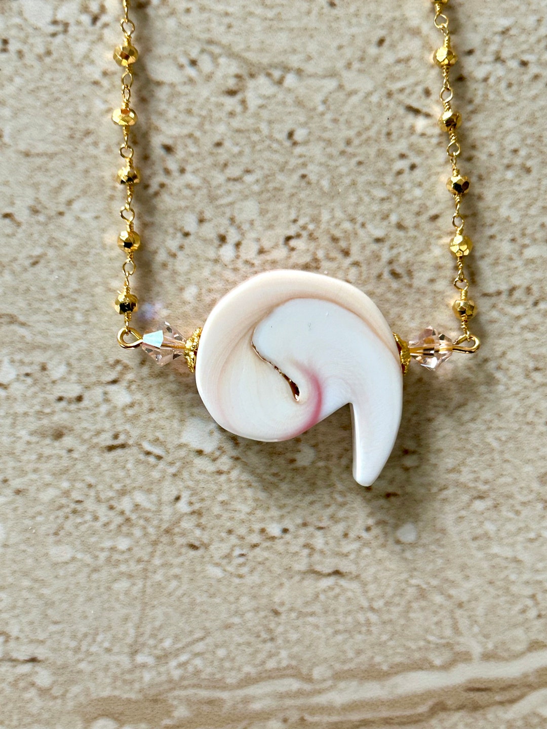 Pink Queen Conch Pendant Pink Queen Conch Ammonite Necklace Rare Queen ...