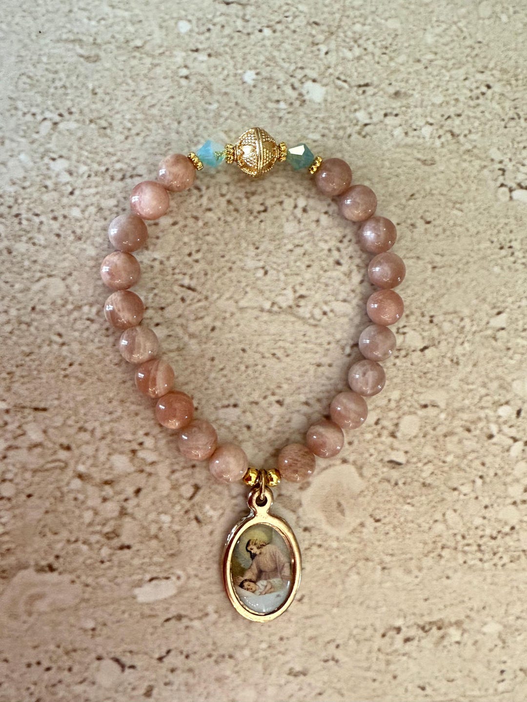 Guardian Angle Bracelet Angel Protector Peach Moonstone Bracelet ...