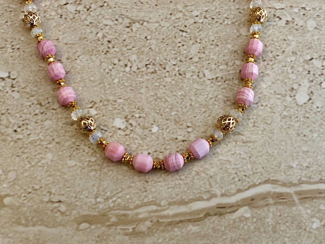 Pink Queen Conch Shell Necklace Double Point Faceted Queen Conch Strand ...