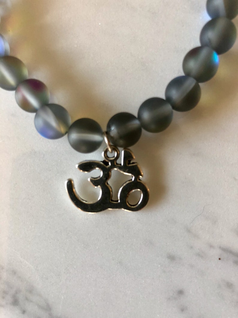Ohm Bracelet Beaded Bracelet Matt Aura Quartz Yoga Bracelet | Etsy