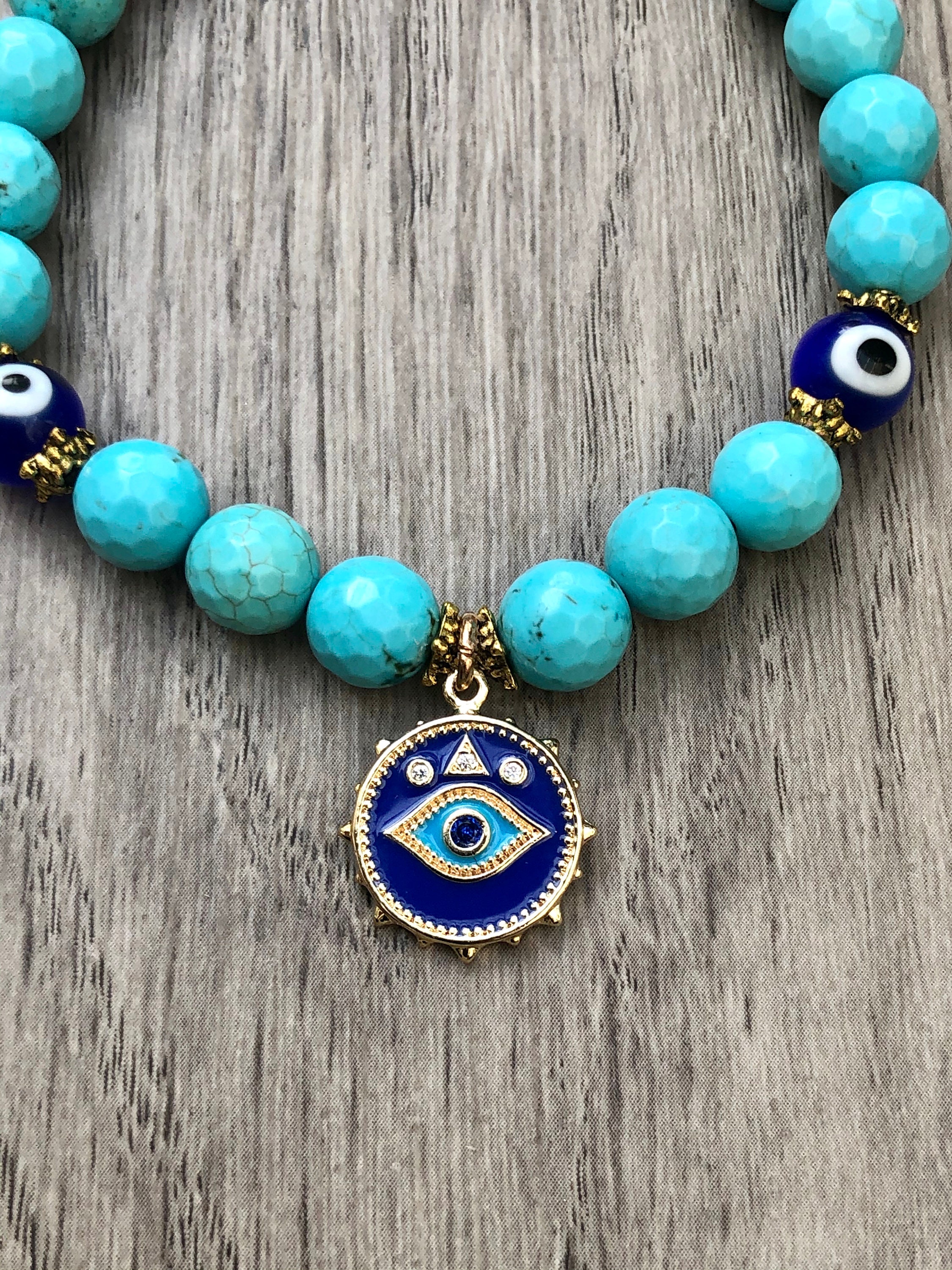 Third Eye Bracelet Turquoise Evil Eye Bracelet Protection | Etsy