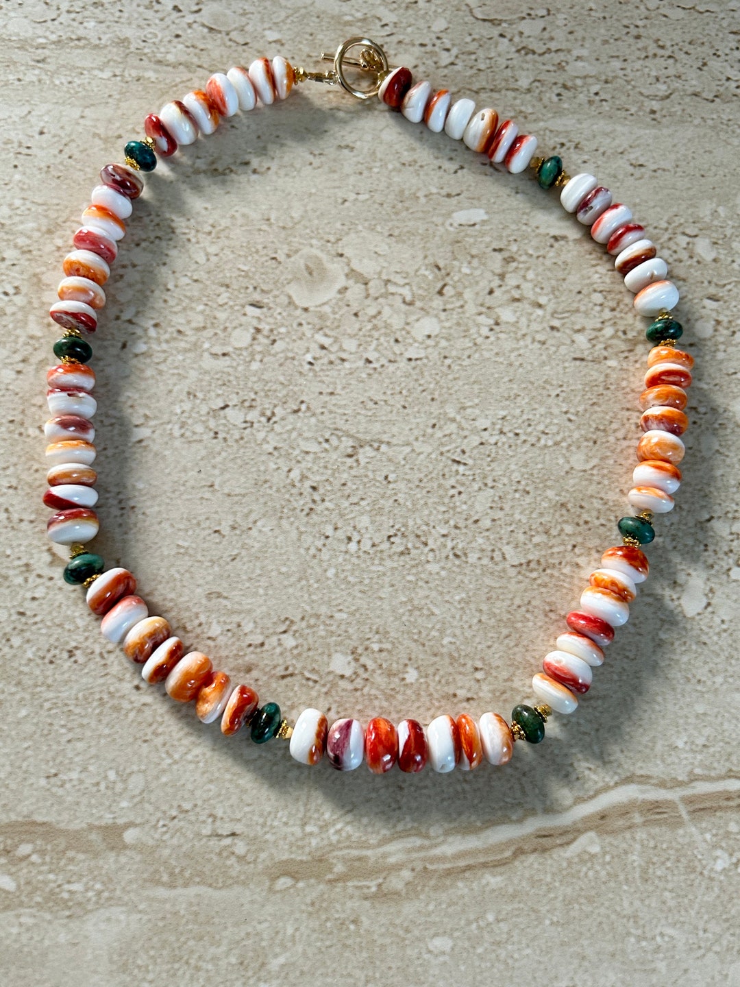 Spiny Oyster Necklace Spiny Oyster Beaded Necklace Turquoise and Spiny ...