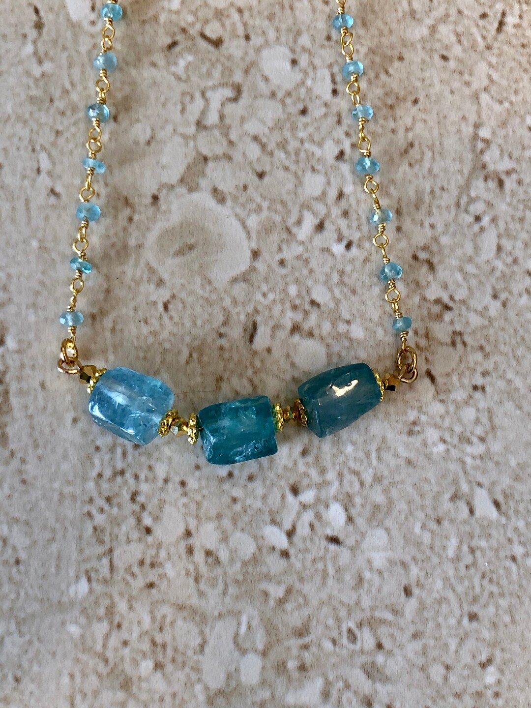 Neon Apatite Nugget Bar Pendant Translucent Blue Apatite Faceted Tube ...