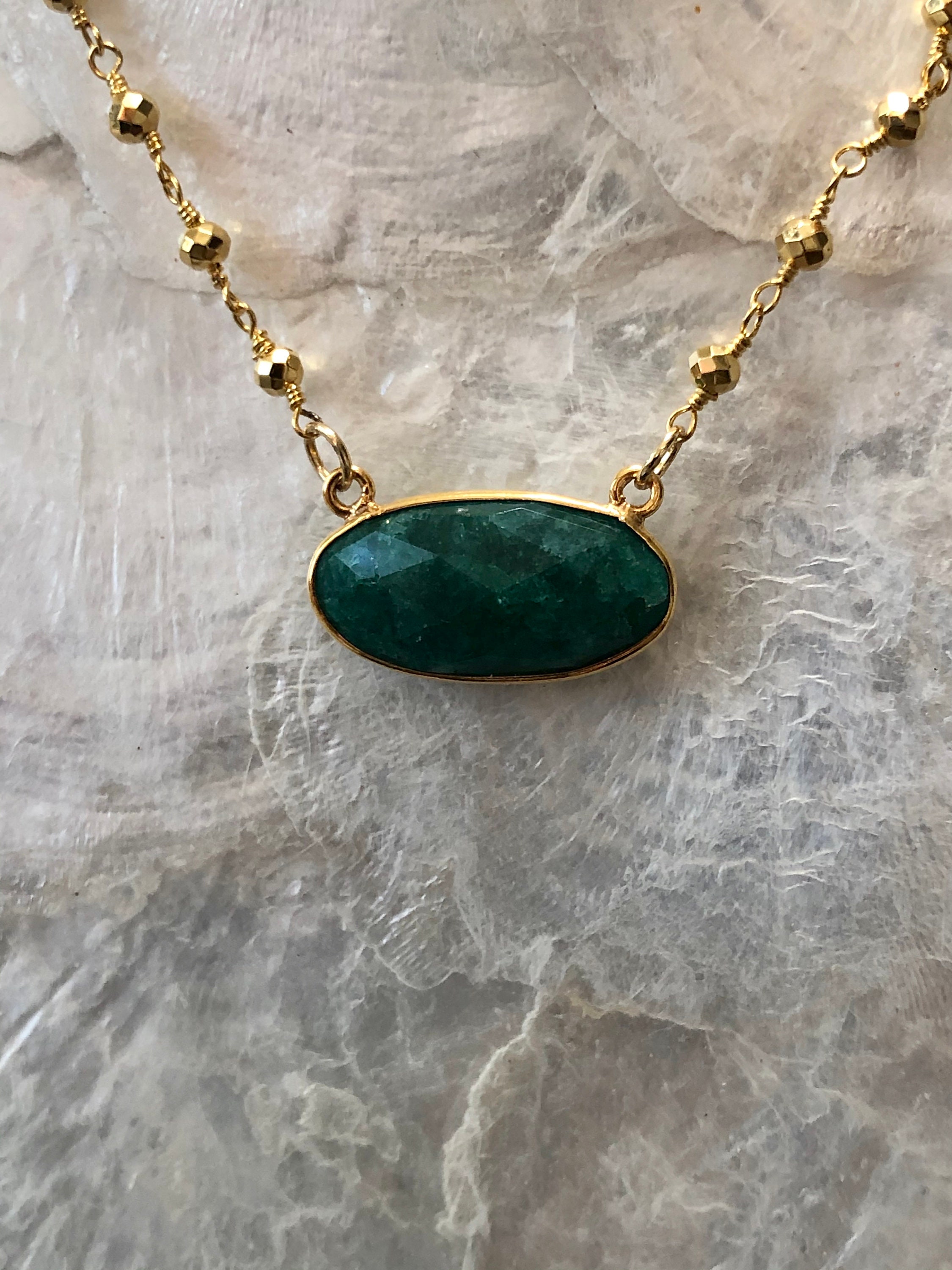 Emerald Pendant Natural Emerald Pendant Dainty Emerald | Etsy