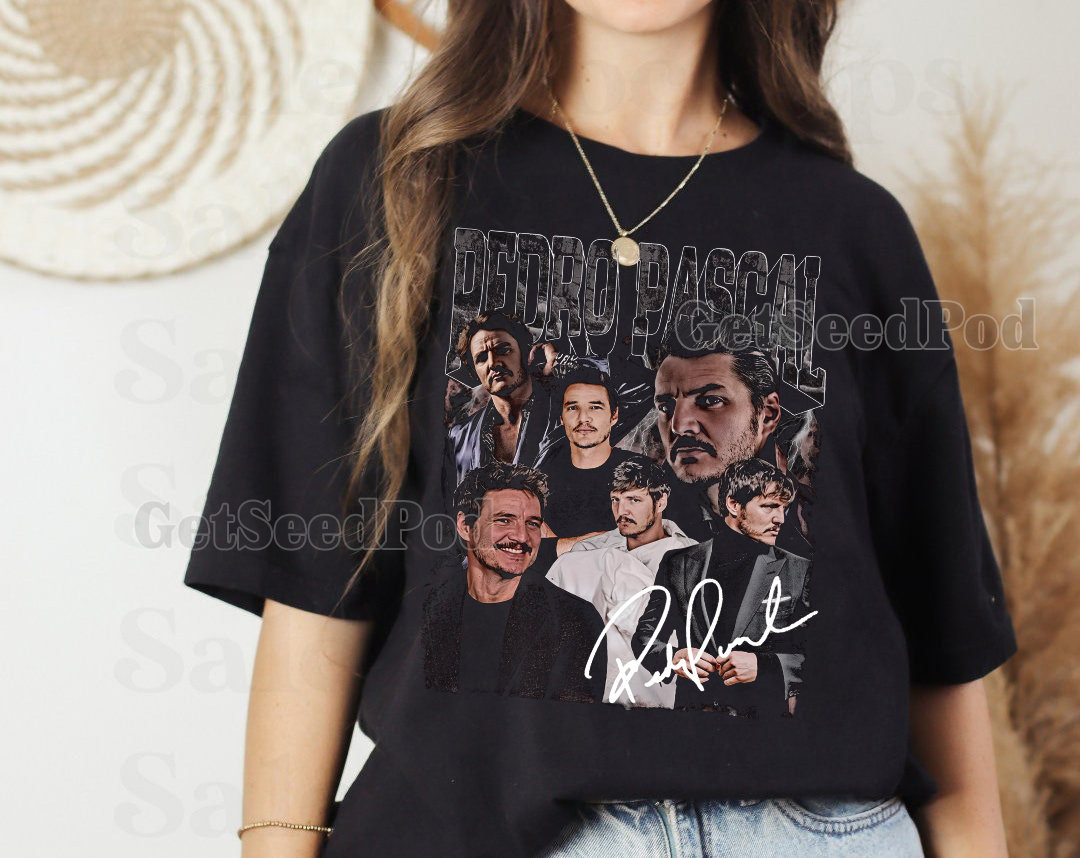 Pedro Pascal signature Vintage T-Shirt, Movie Actor Pedro Pascal ...