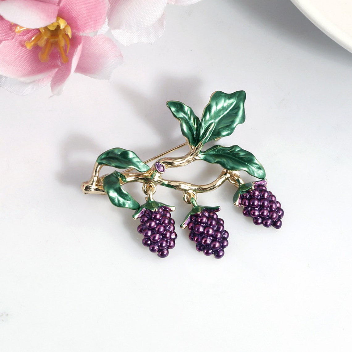 Fashion Grape Brooch and Jewellery Pouchgrape Pin for Women - Etsy