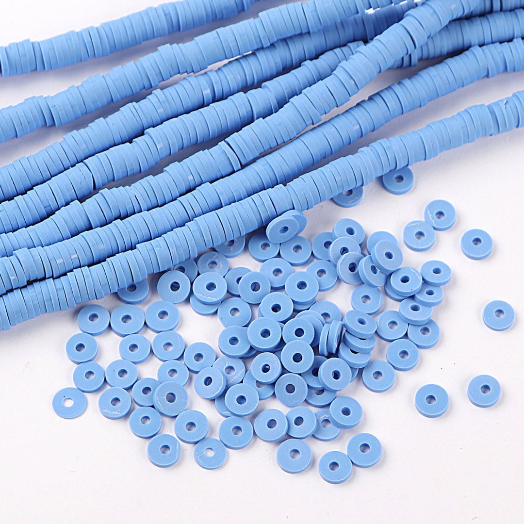 6MM Vinyl Heishi Beads, Sky Blue Polymer Clay Beads , Jewelry Making ...