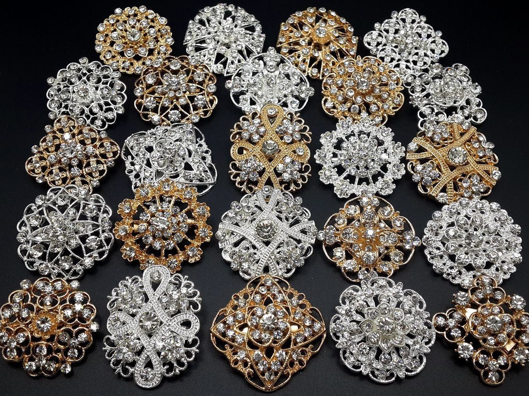 24PCS Crystal Rhinestone Brooch Pins Wedding Favor Brooch Gift Decor ...