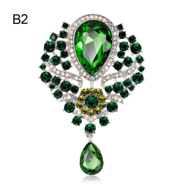 Green Rhinestone Pin - Etsy