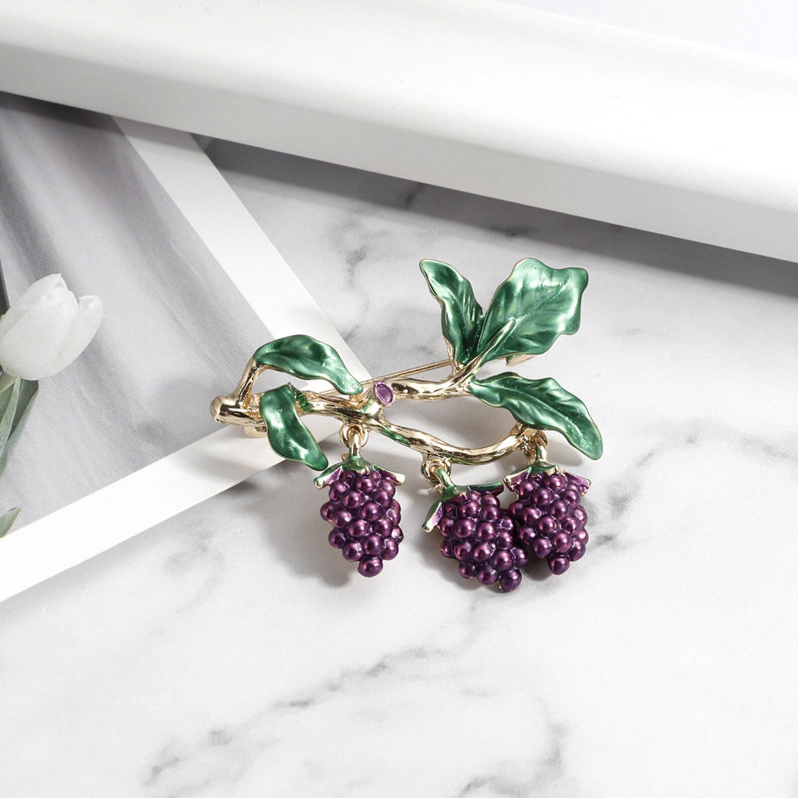 Fashion Grape Brooch and Jewellery Pouchgrape Pin for Women - Etsy