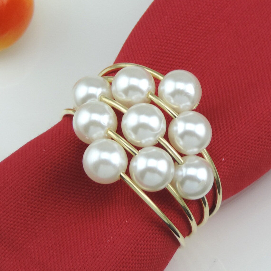 12 Pcs Pearl Napkin Rings Metal Wedding Napkin Rings Table - Etsy