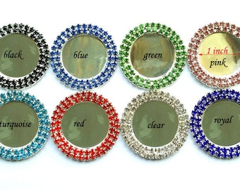 10pcs Rhinestone Button Cap 25MM Inner Round Silver Setting | Etsy