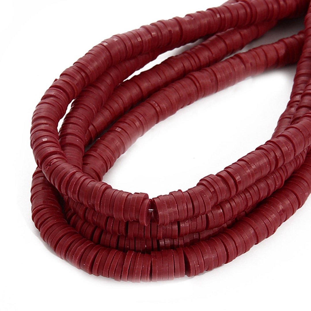 Vinyl Heishi Beads, Dark Red Polymer Clay Beads ,jewelry Making ...