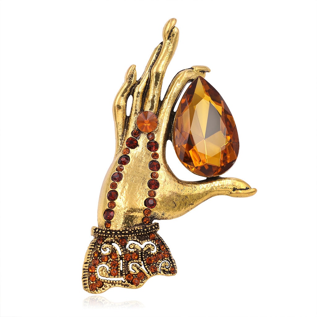 Beautiful Style Hand Brooches Embellishment Large Crystal Pin | Etsy