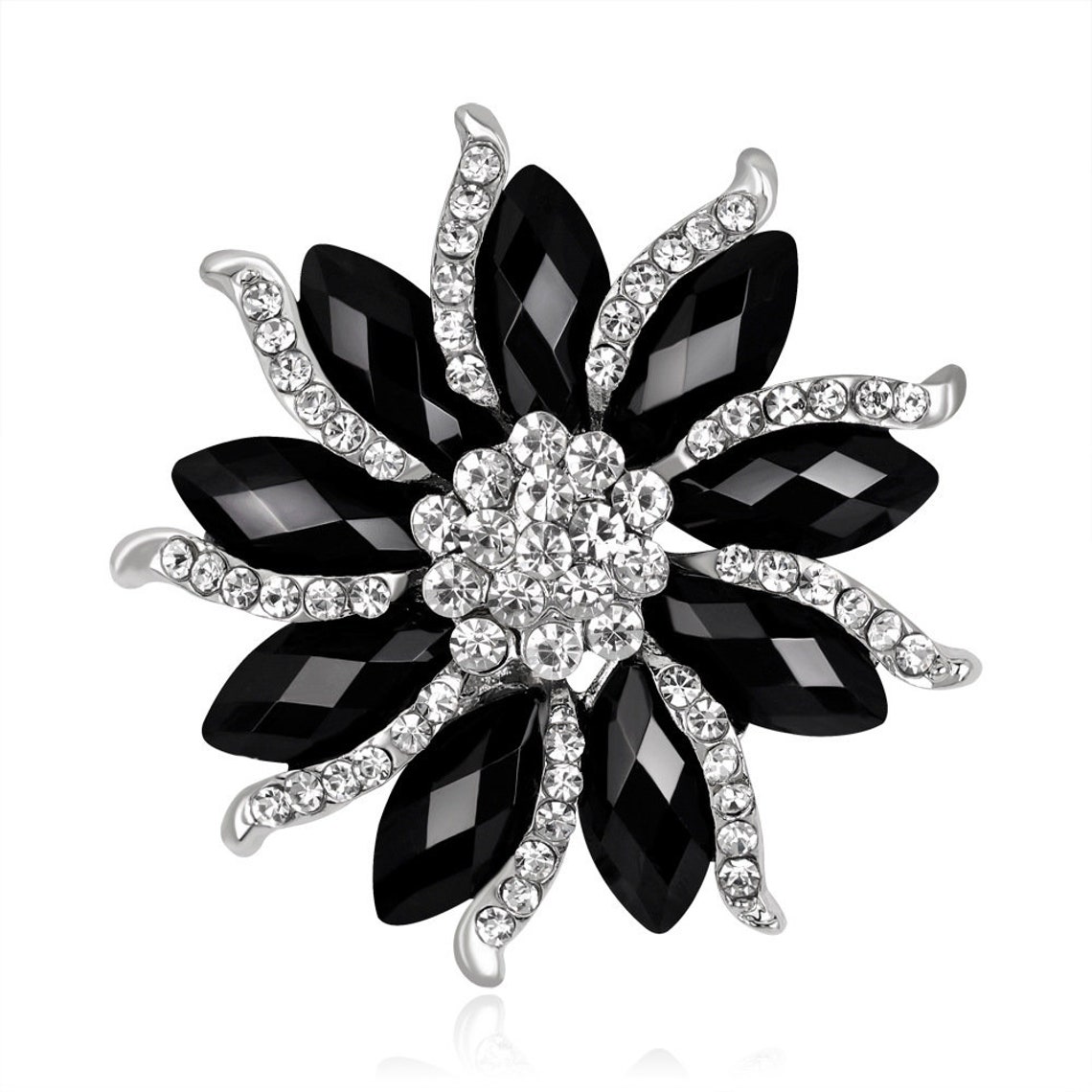 Small Black Rhinestone Brooch Embellishment Beautiful Style - Etsy