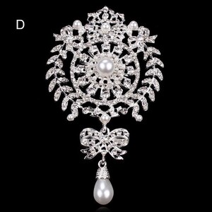 Large Rhinestone Clear Crystal Brooch Embellishment Ornate Silver ...