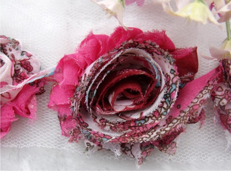 140 Pcs Chiffon Frayed Flowers Wholesale Shabby Rose Trim - Etsy
