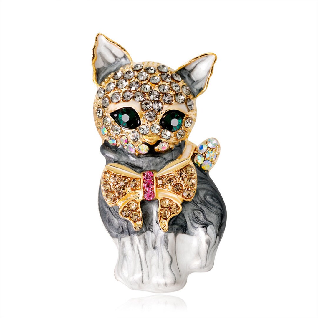Beautiful Enamel Cat Brooch , Animal Fashion Jewelry, for Women Party ...