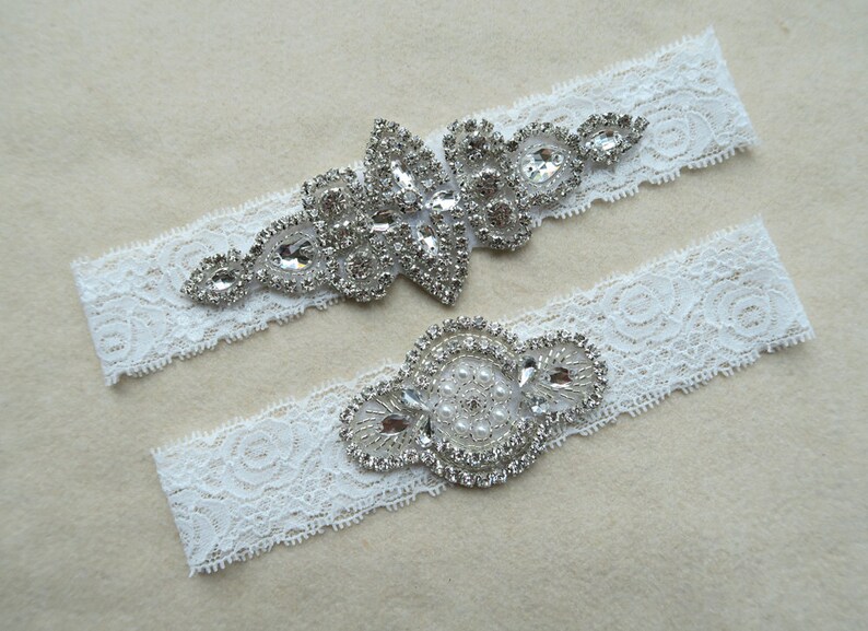 Vintage Inspired Wedding Garter Bridal Garter Setswhite Lace | Etsy