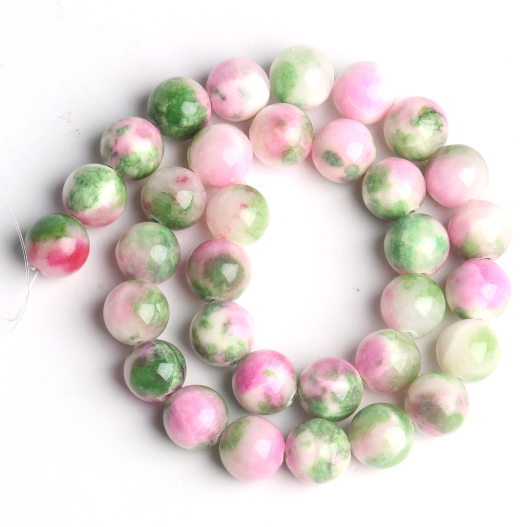 Pink Green & White Persian Jade Beads,6/8/10mm Persian Gemstone Round ...