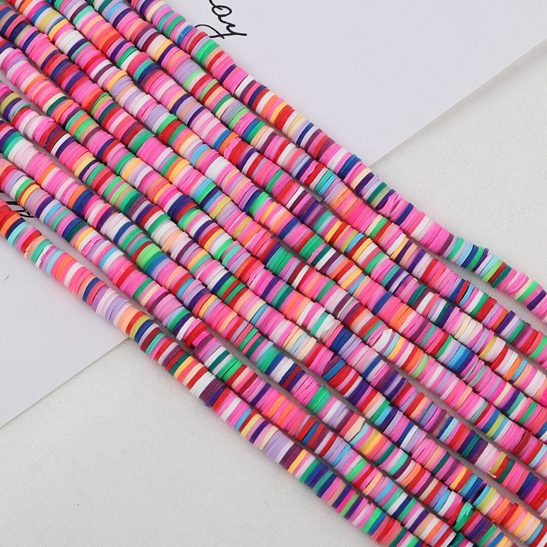 6MM Vinyl Heishi Beads, Dark Rainbow Polymer Clay Beads , Jewelry Making Bracelet Beads, Disc ...