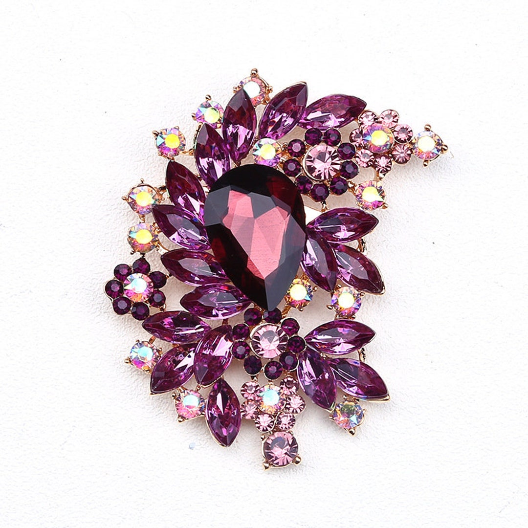 Extra Large Rhinestone Glass Brooch,choice of 6 Colors,embellishment ...