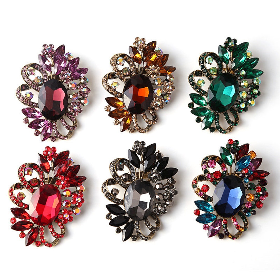 Extra Large Rhinestone Glass Brooch Embellishment Broach - Etsy