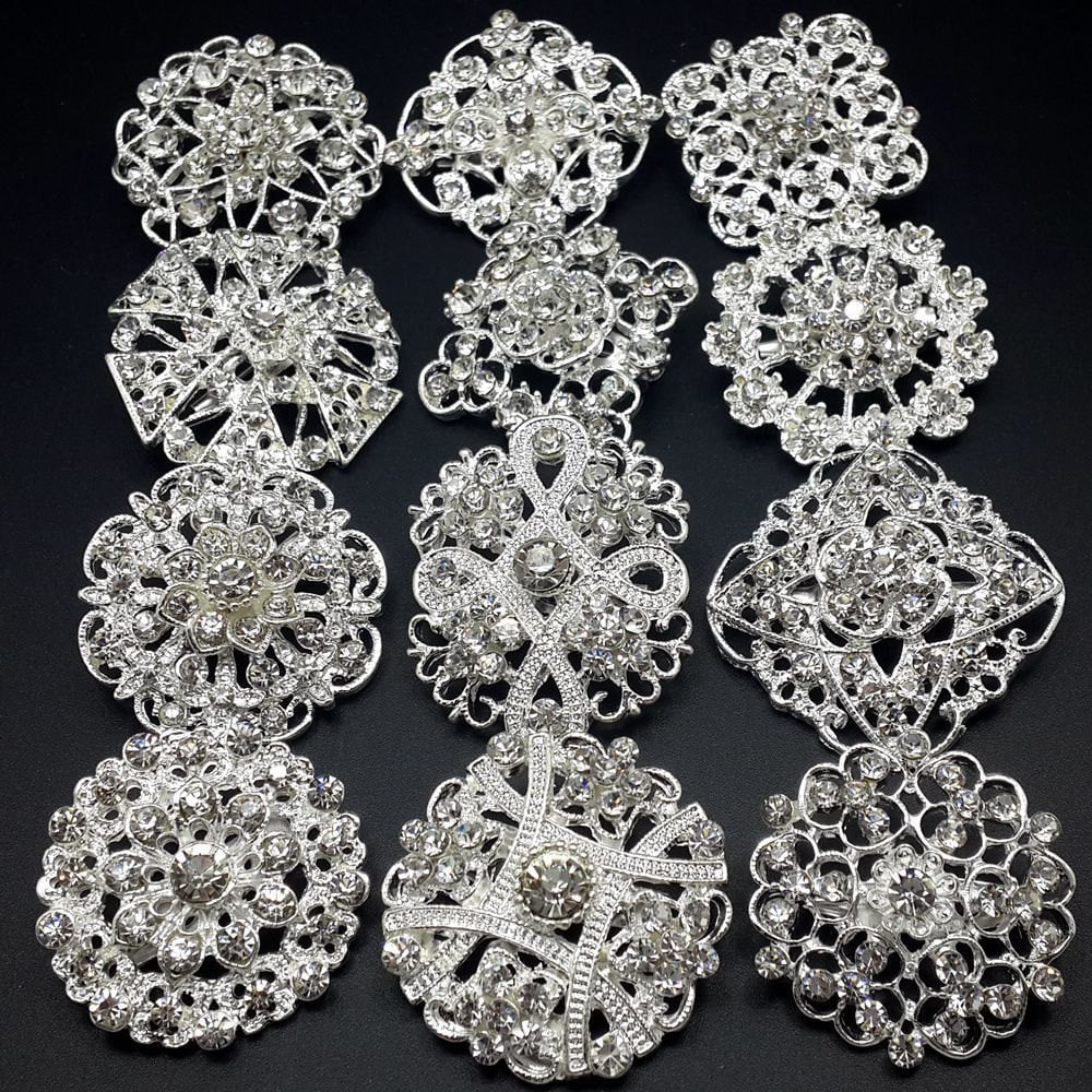 24PCS Crystal Rhinestone Brooch Pins Wedding Favor Brooch Gift - Etsy