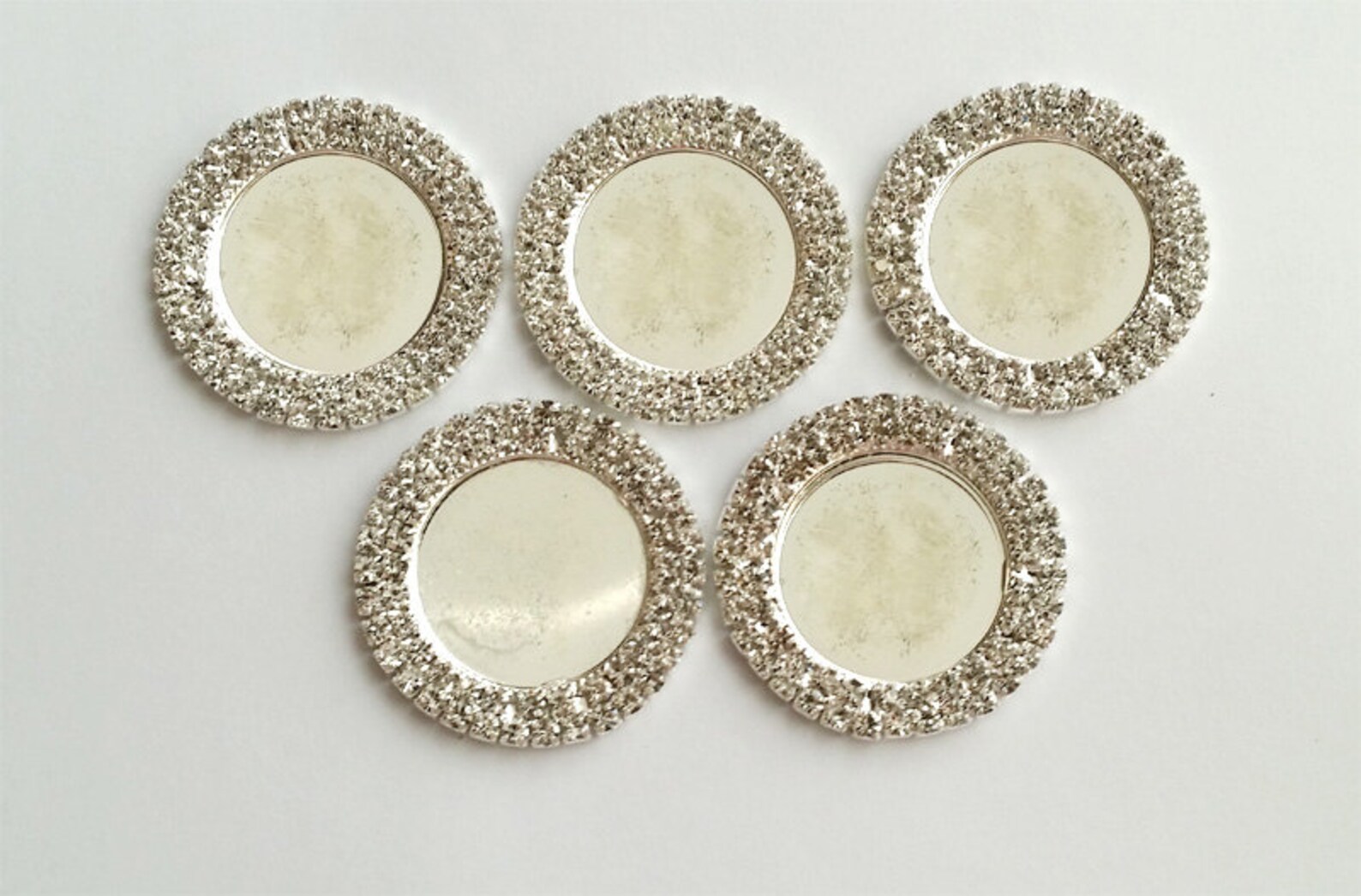 10pcs Rhinestone Button Cap 25MM Inner Round Silver Setting - Etsy