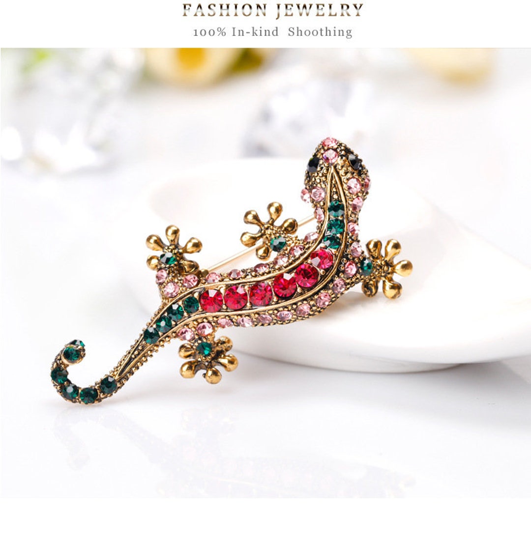 Beautiful Crystal Diamante Lizard Brooch Pin Embellishment Geckos ...