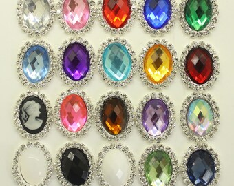 4 Flat Back Rhinestone Button Bow Button Embellishment 2523mm LT 38 - Etsy