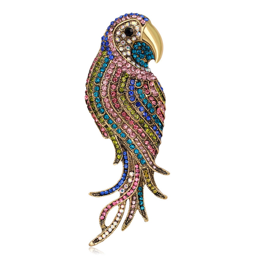 Beautiful Rhinestone Parrot Brooch , Animal Fashion Jewelry, Parrot ...
