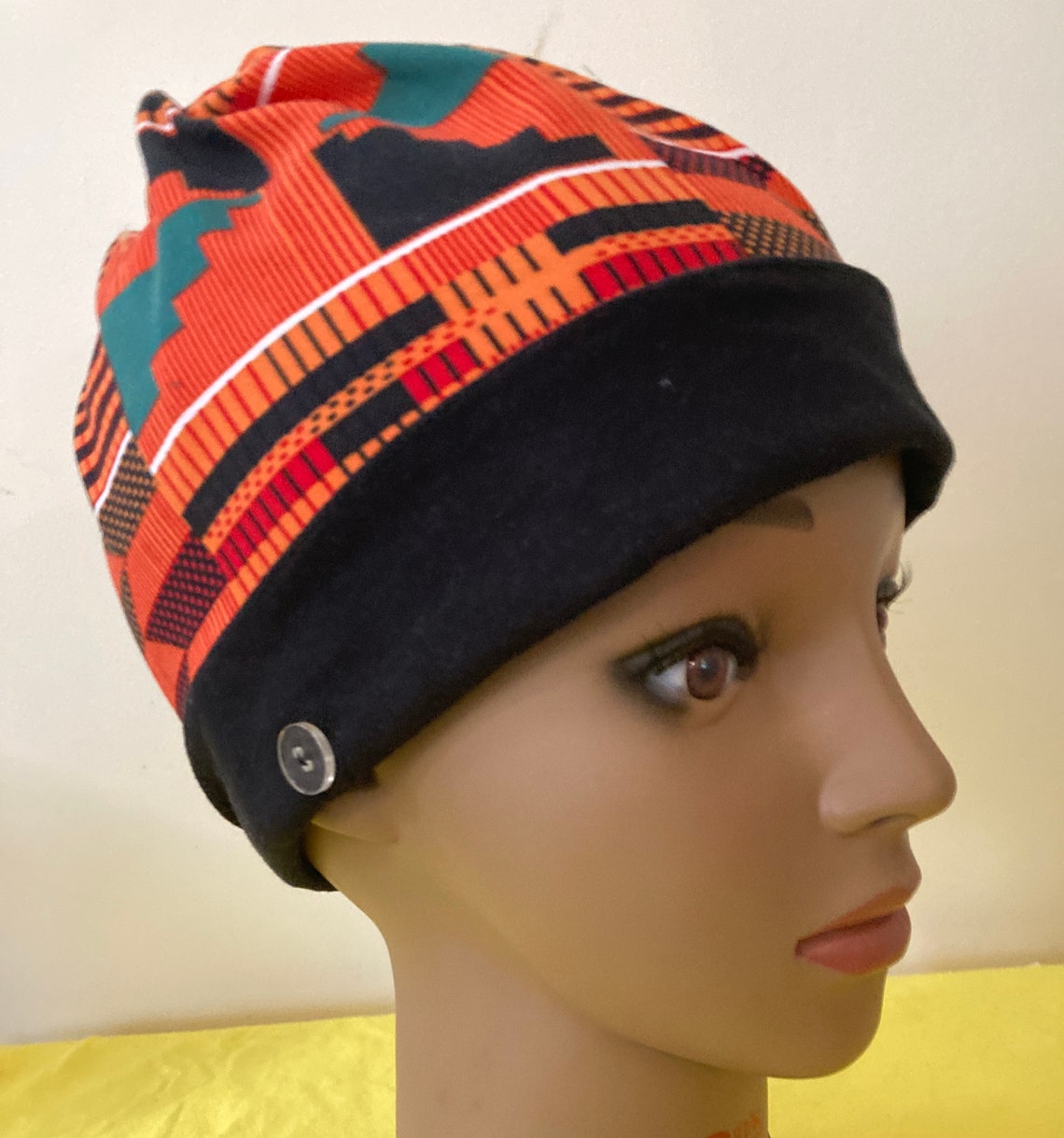 African Print Slouchy Beanie Reversible Ear Saver | Etsy