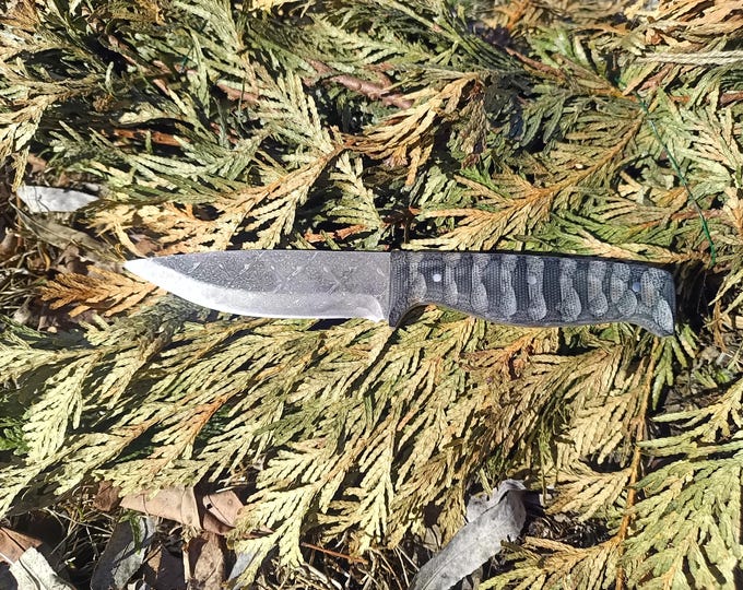 Hand Made Bushcraft Knife. Damascus Steel With Micarta Handle. Full ...