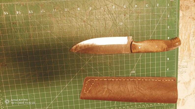 Pennsylvania Made Bushcraft Full Tang Carbon Steel Curly Maple Leather ...