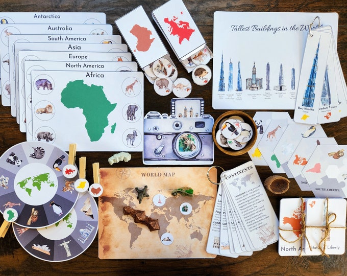 Montessori Animals and Continents Cards/montessori Flash Card/ Animals ...