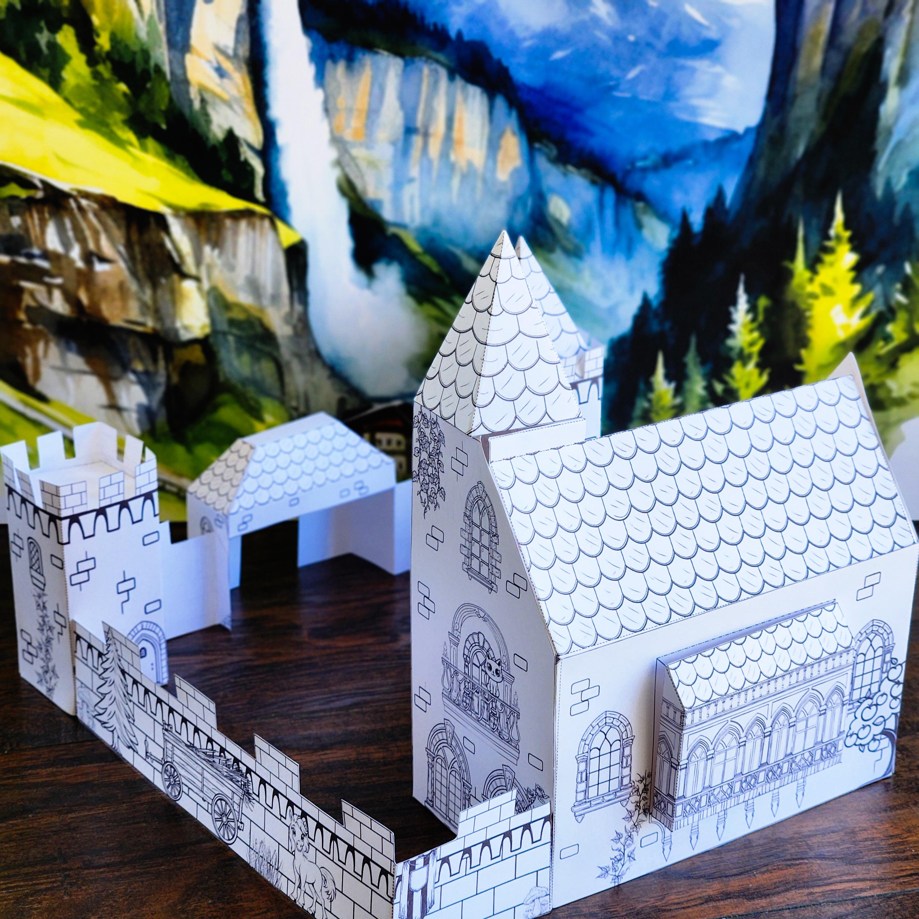 3D Castle, Paper Castle, Medieval Castle, Pretend Play, Coloring Castle ...