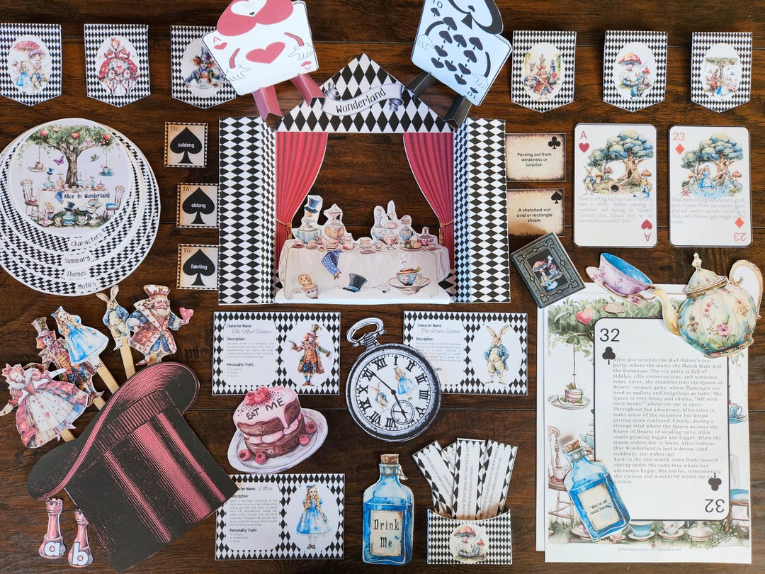 Alice in Wonderland Book Companion: Tea Party Puppet Theater (printable ...