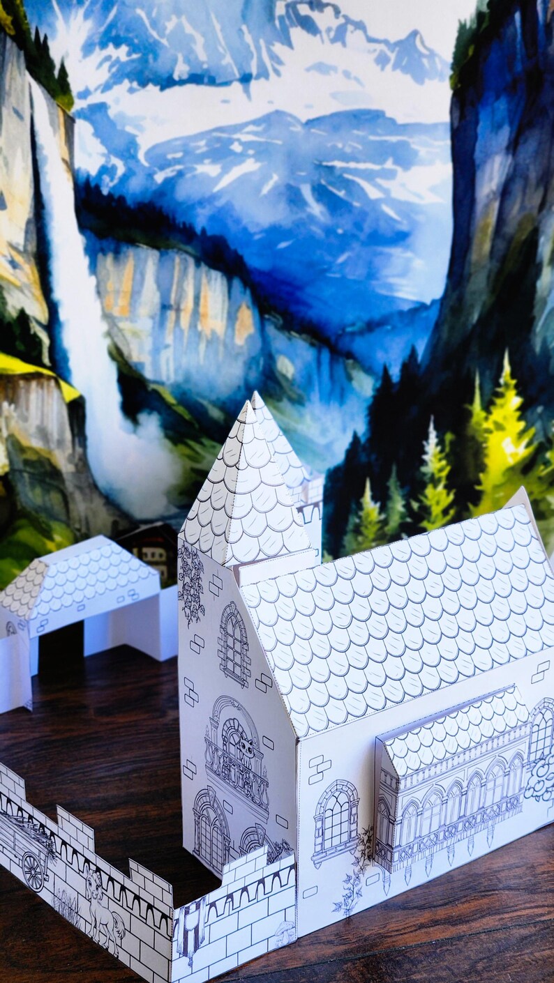 3D Paper Castle Printable: Coloring Activity, Homeschool (PDF) - Etsy