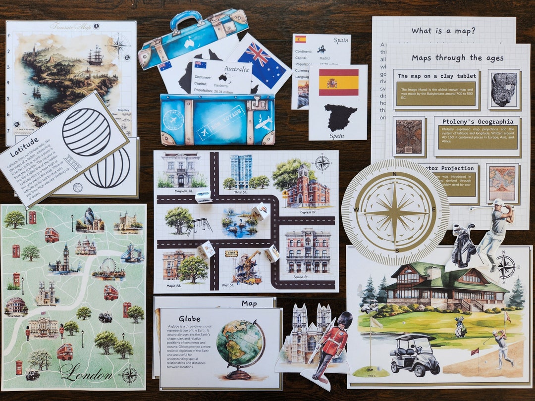 Kids Map Skills Printable Bundle: World Countries, Compass Rose (PDF ...