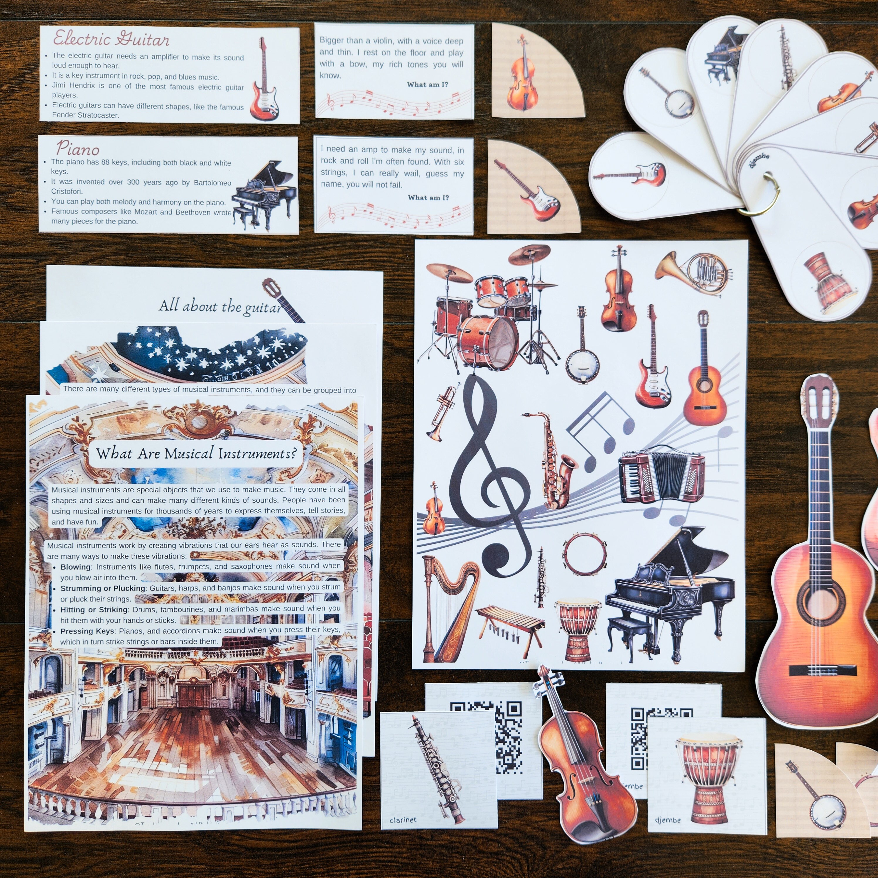 Musical Instruments, Printables, Piano, Guitar, Drums, Harp, Banjo ...