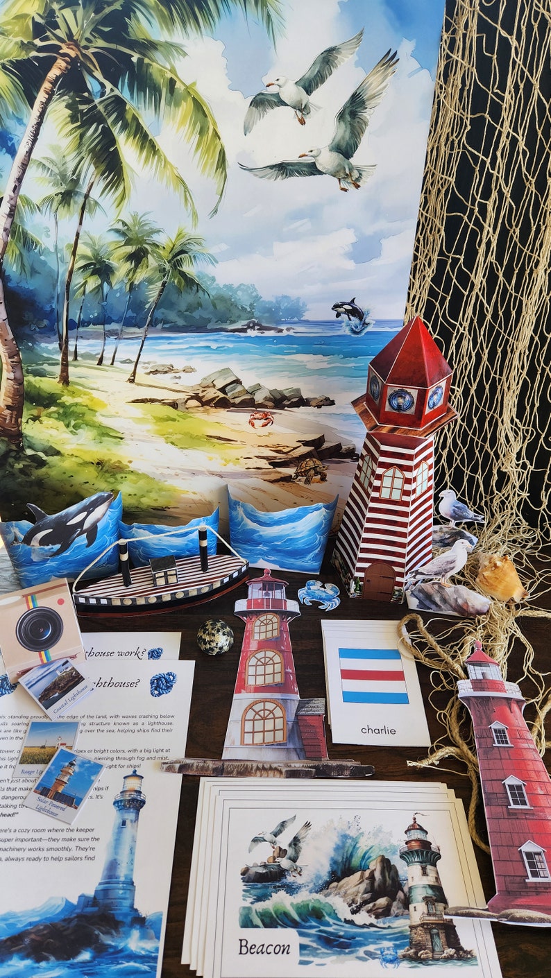 Lighthouse Printable Activity Pack: 3D Paper Crafts, Homeschool Unit ...