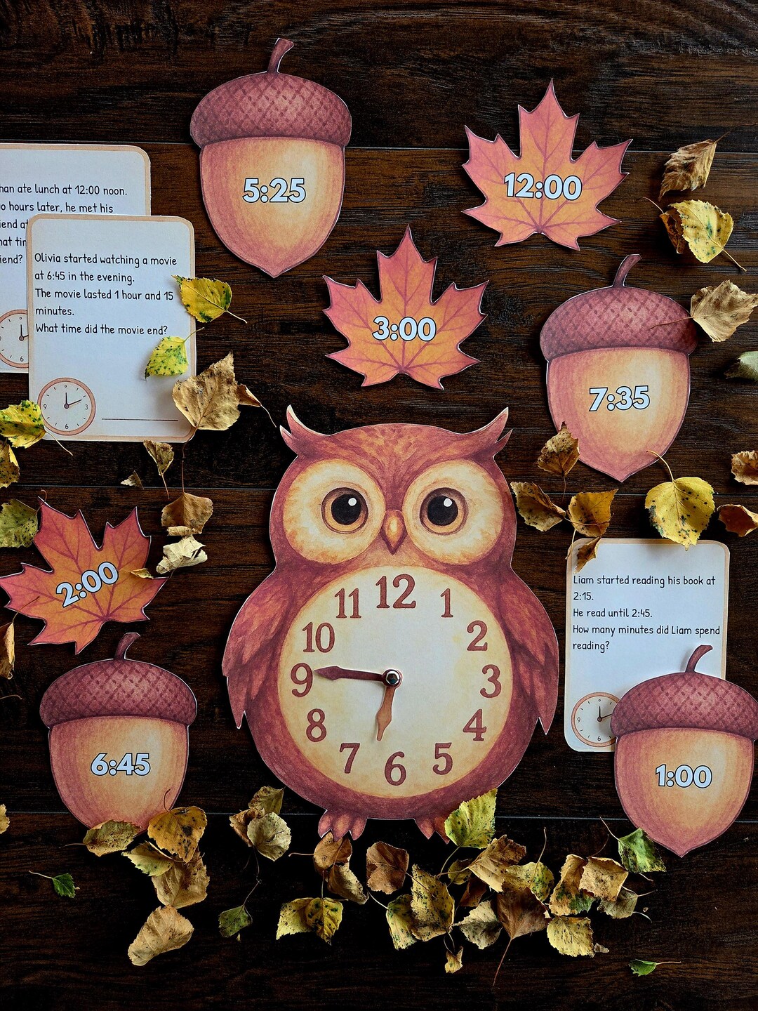 Autumn Telling Time Activity Pack: Printable Clock, Worksheets, Word ...