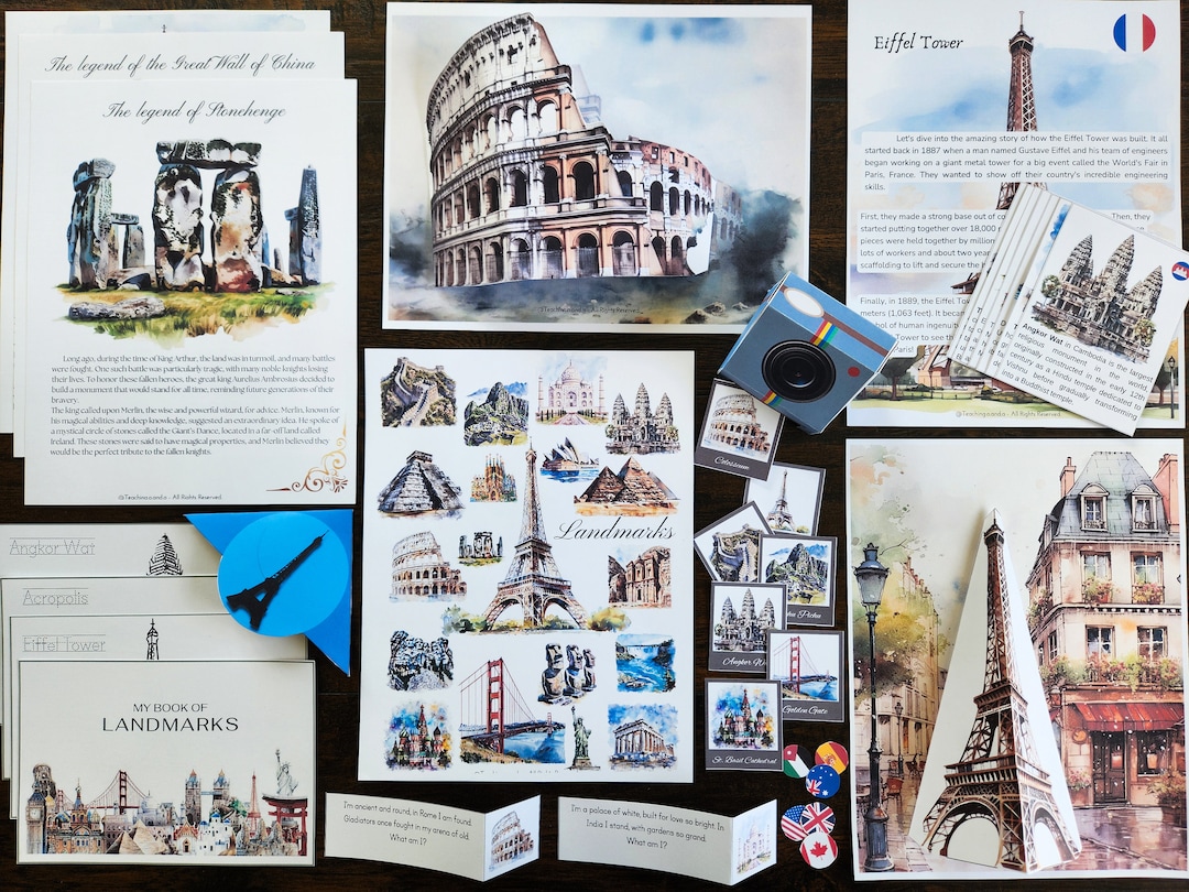 World Landmarks Printable Pack: Montessori Homeschool Study - Etsy