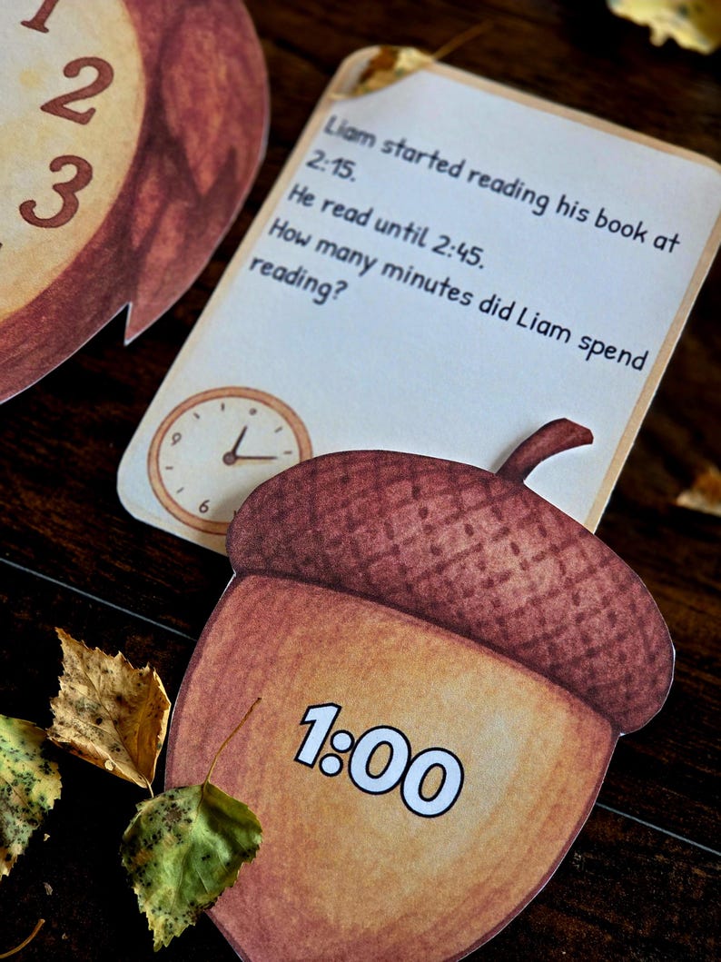 Autumn Telling Time Activity Pack: Printable Clock, Worksheets, Word ...