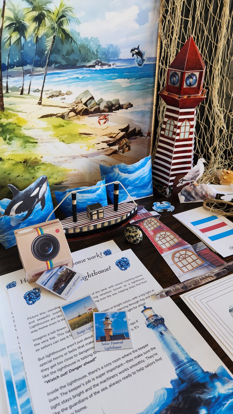 Lighthouse Printable Activity Pack: 3D Paper Crafts, Homeschool Unit ...