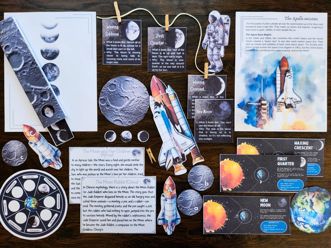 Moon Phases Printable Pack: Apollo Missions Homeschool Curriculum - Etsy
